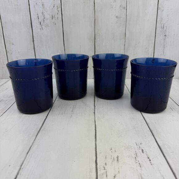 Pottery Barn | Dining | 4 Pottery Barn Indigo Blue Acrylic Rope Lowball ...
